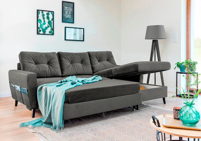 Friendly Lars Corner Sofa Bed Velvet